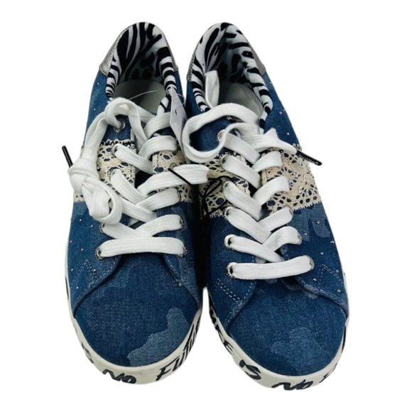 Desigual | Shoes | New Desigual X Disney Future Now Blue Denim Lace ...